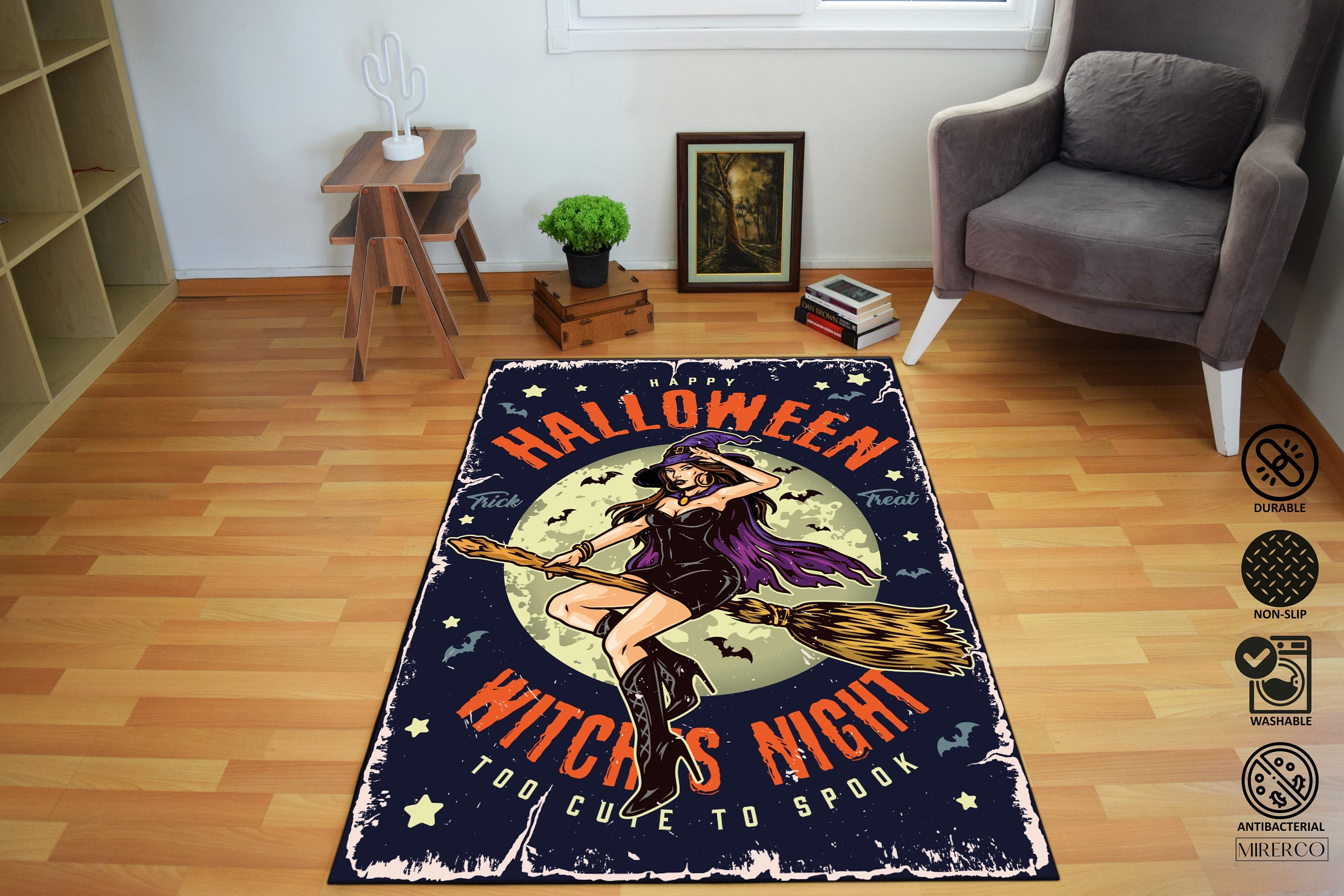 Happy Halloween, Witches Night Rug, Witches Carpet, Gifts for Halloween ...