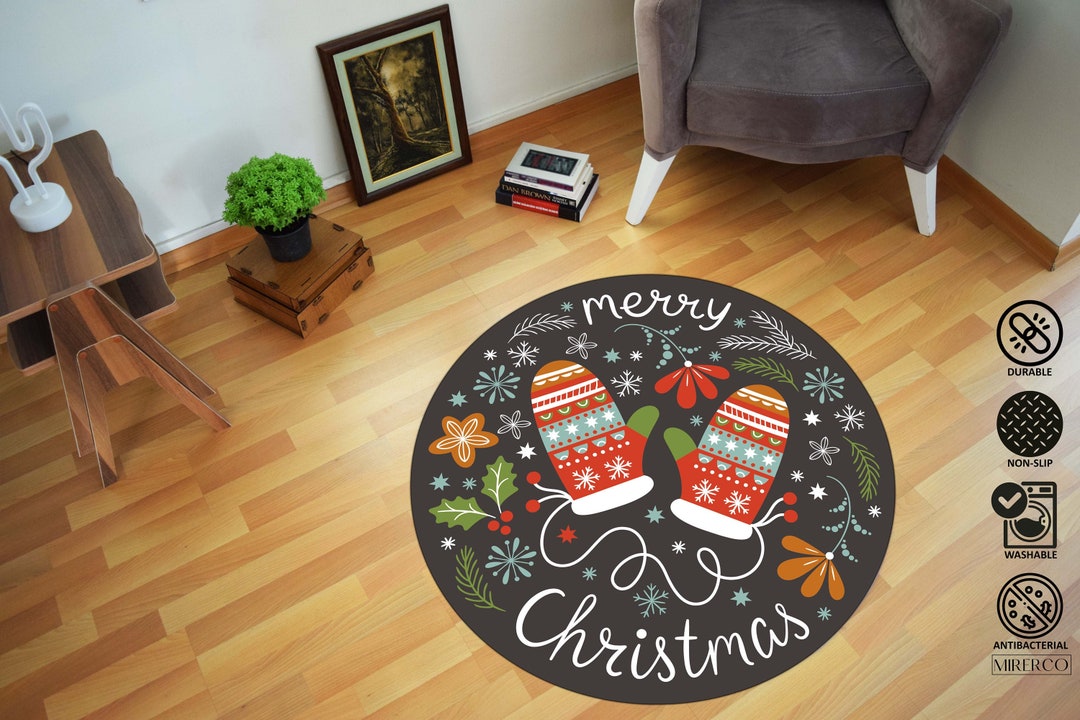 Round Christmas Rug, Merry Christmas, Christmas, Christmas Rug, Merry ...