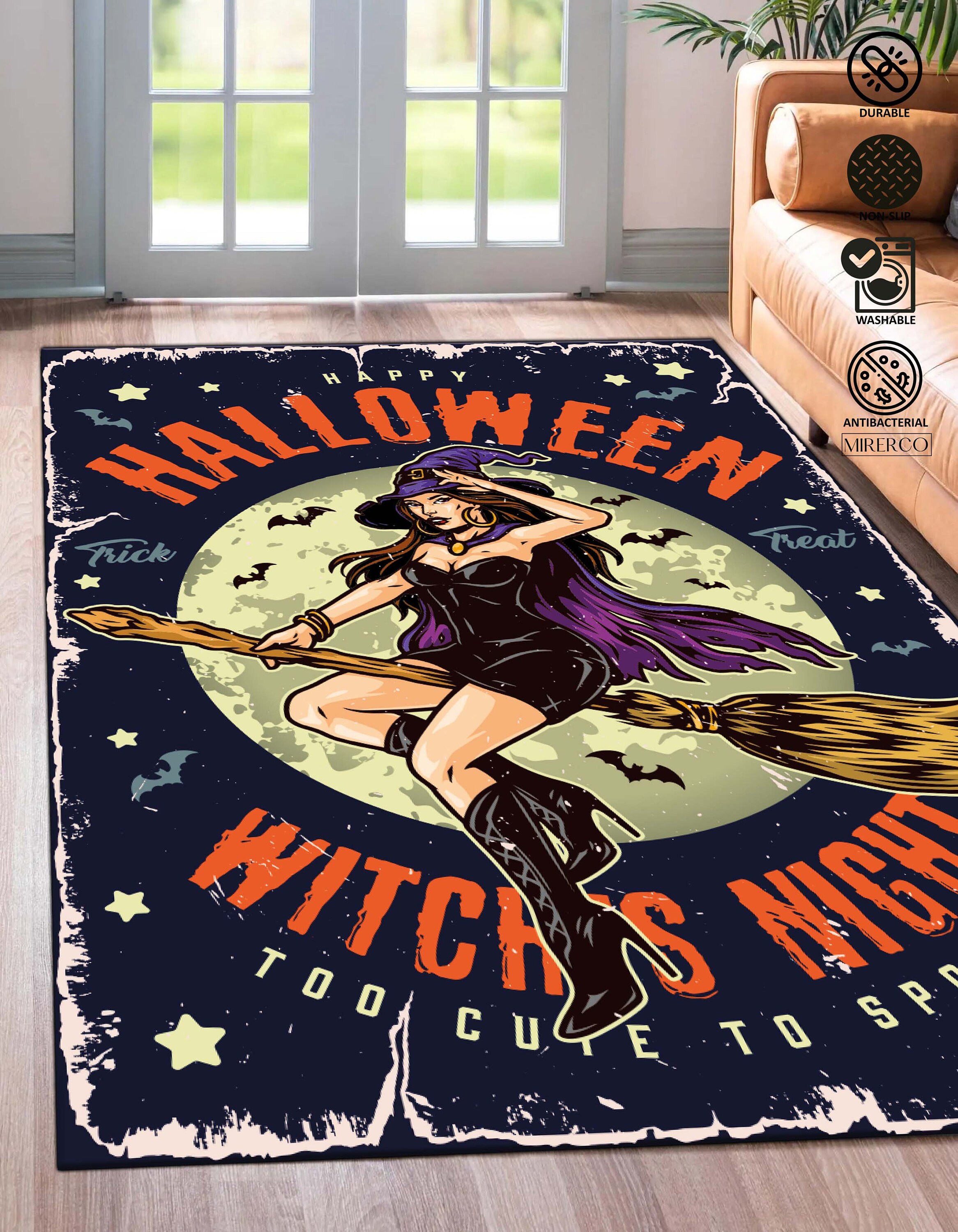 Happy Halloween, Witches Night Rug, Witches Carpet, Gifts for Halloween ...
