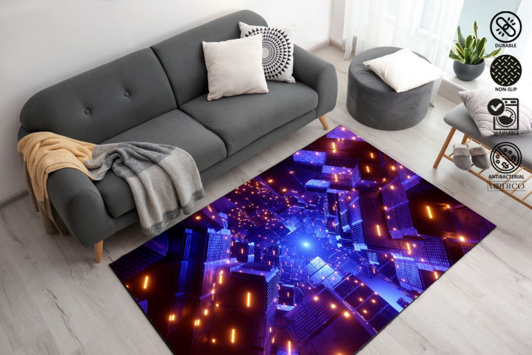 3D Lights Illusion Rug, 3D Rug, for Living Room Rug, 3D Vortex Rug, Fan ...