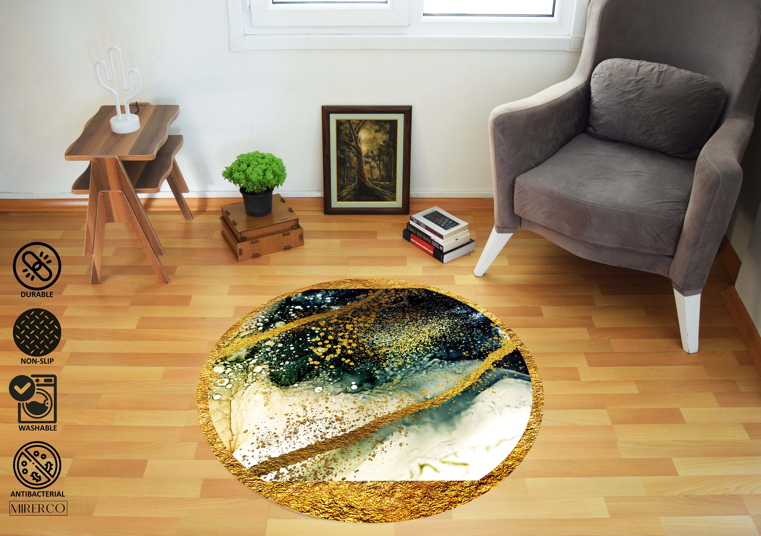 Gold Pattern Rug Modern Area Rug Gold Style Rug Gold Line - Etsy