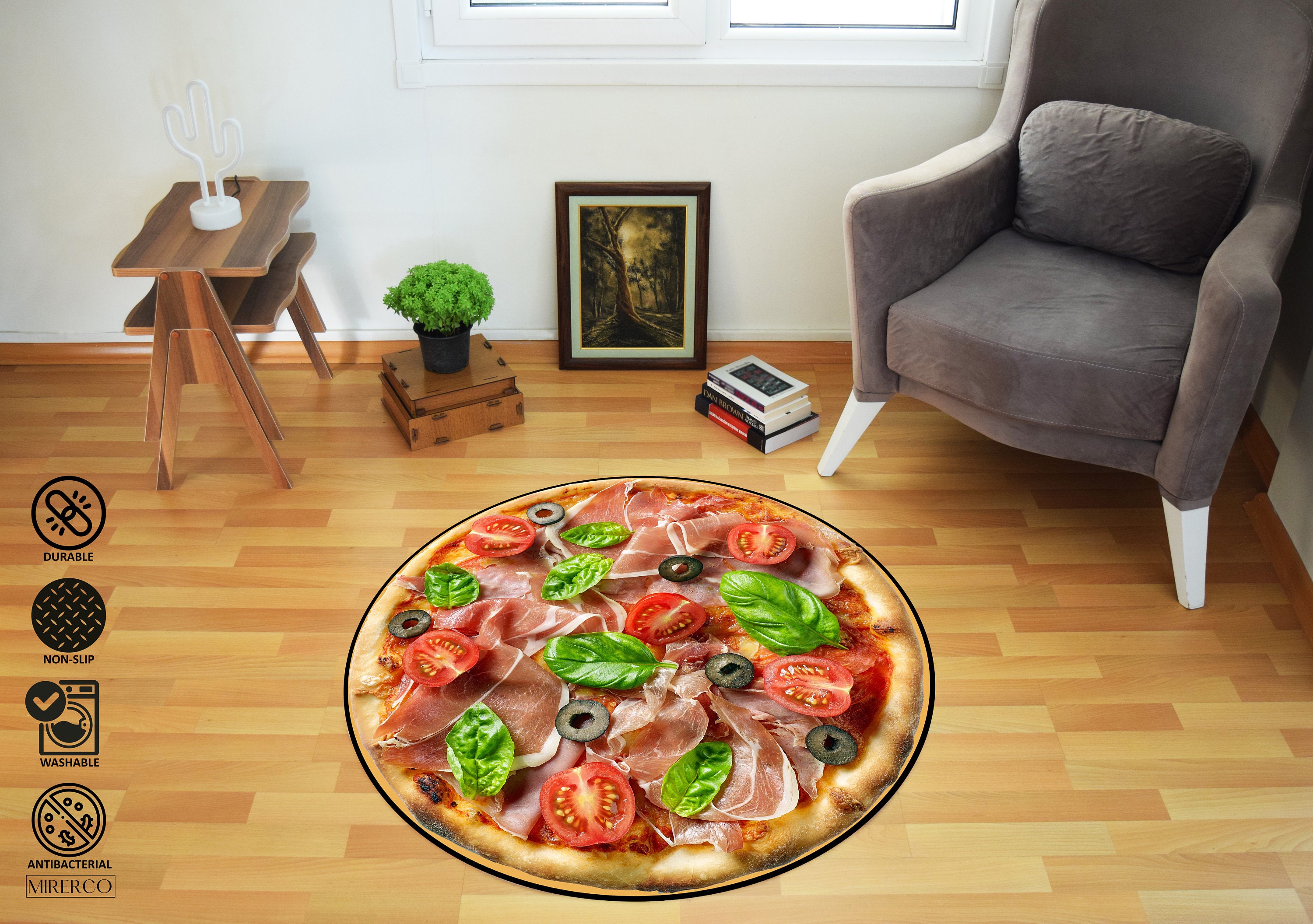 Pizza Rug Round Pizza Rug Kitchen Rug Kitchen Room Rug for - Etsy