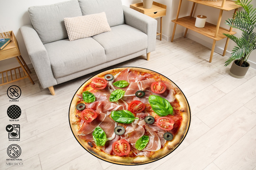 Pizza Rug, Round Pizza Rug, Kitchen Rug, Kitchen Room, Rug for Kitchen ...