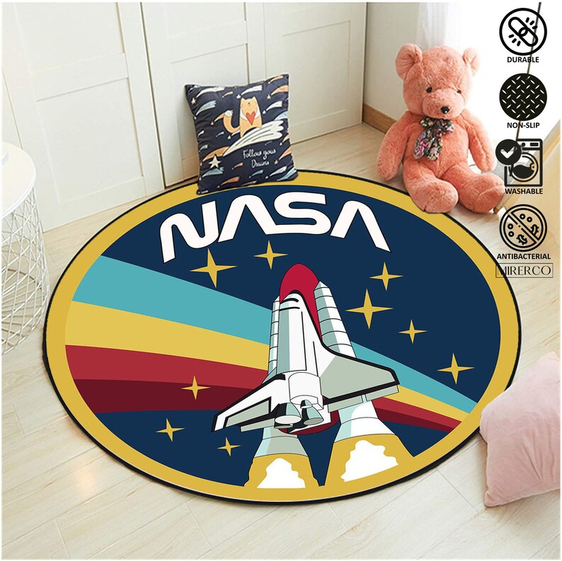 Nasa Carpet Nasa Rocket Rug Kids Room Rug Round Space Theme - Etsy