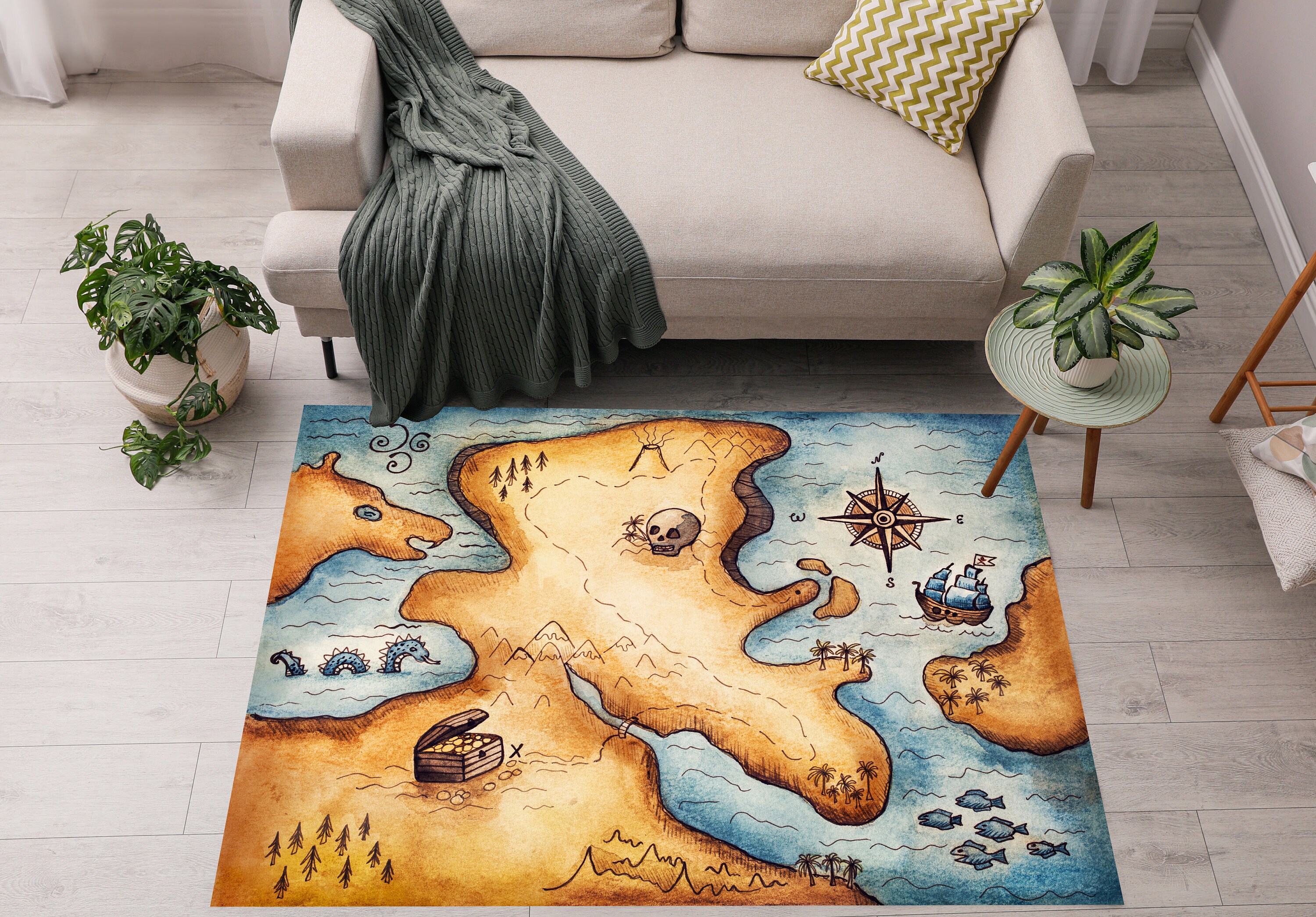 Pirate Area Rug, Map Area Rug, Boys Area Rugs, Pirate Rug, Boys Room ...