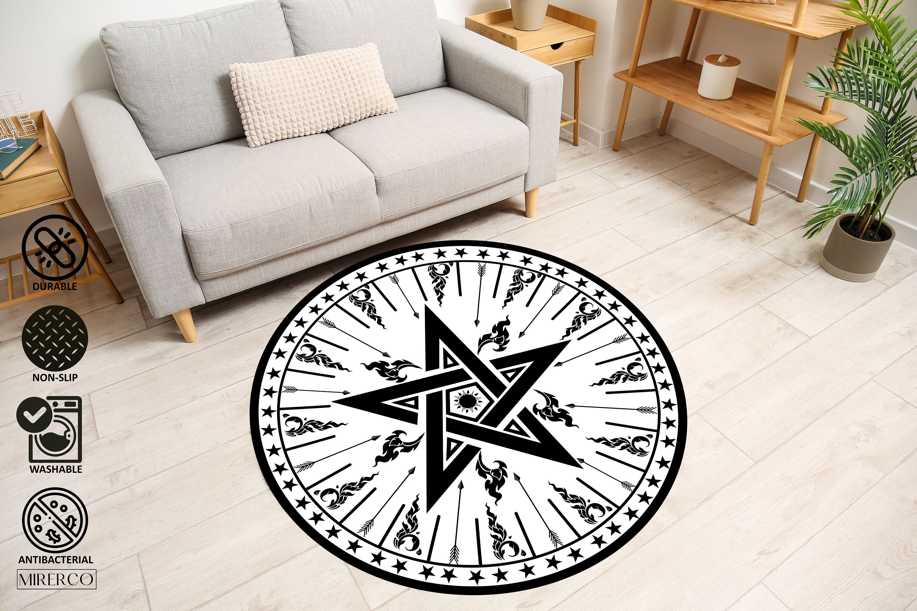 Pentagram Rug, Supernatural Devil's Trap Rug, Wiccan Symbol of ...