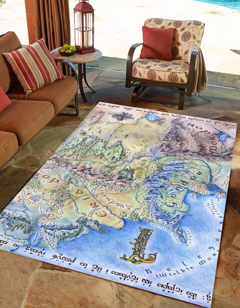 Lord of the Rings Rug, Lord of the Rings Carpet, Middle Earth Map Rug ...