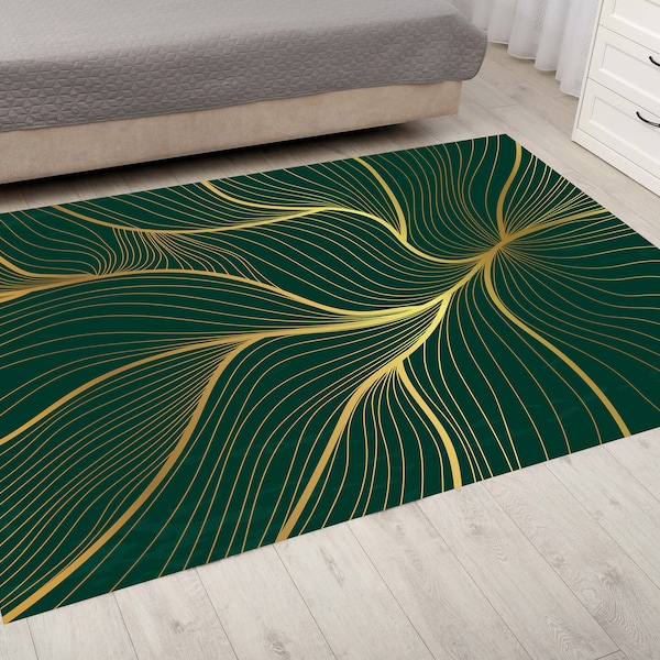 Emerald Green With Gold Rug - Etsy