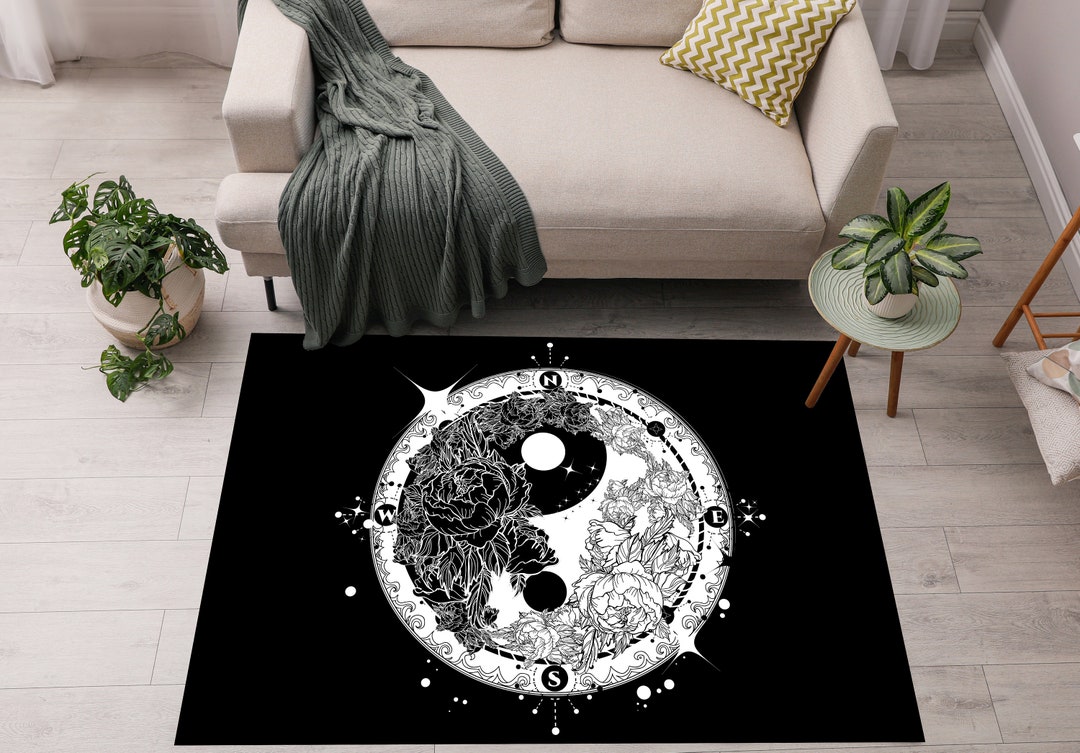 Black and White Area Rugs, Yin Yang Rugs, Yin-yang and Koi Fish Area ...