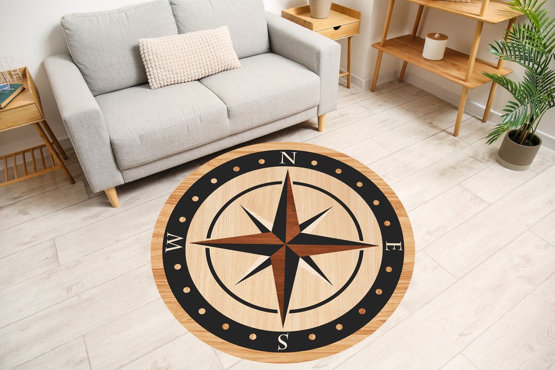 3D Compass Rug, Compass Rose Rug, Compass Medallion Decor, Yacht Rug ...