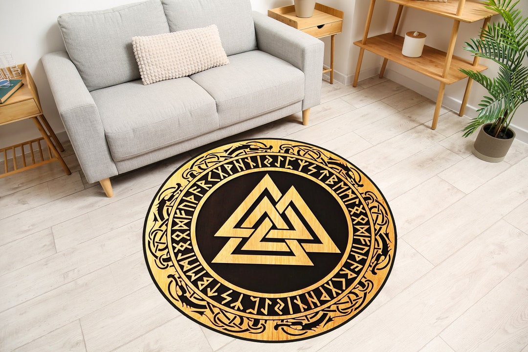 Valknut Norse Pagan Art, Viking Decor Rug, Area Rug, Scandinavian Folk ...