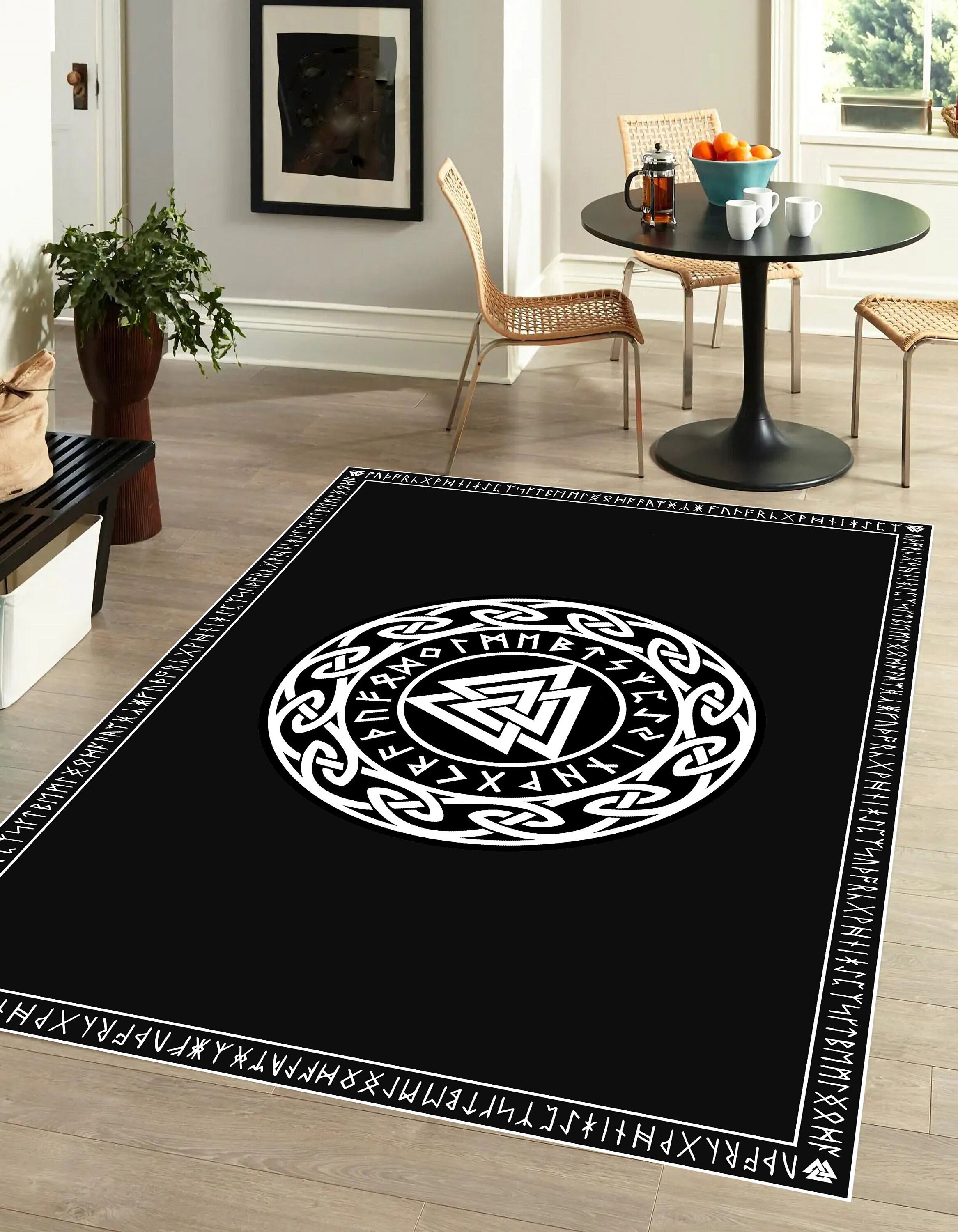 Viking Decor Rug Valknut Norse Pagan Art Area Rug - Etsy