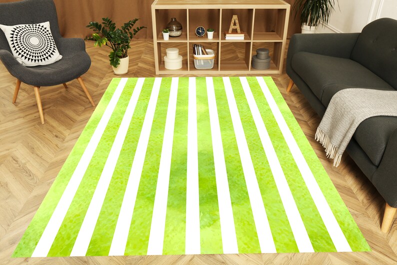 Lime Green Stripes Rug, Striped Area Rugs, Lime Green White Area Rugs ...