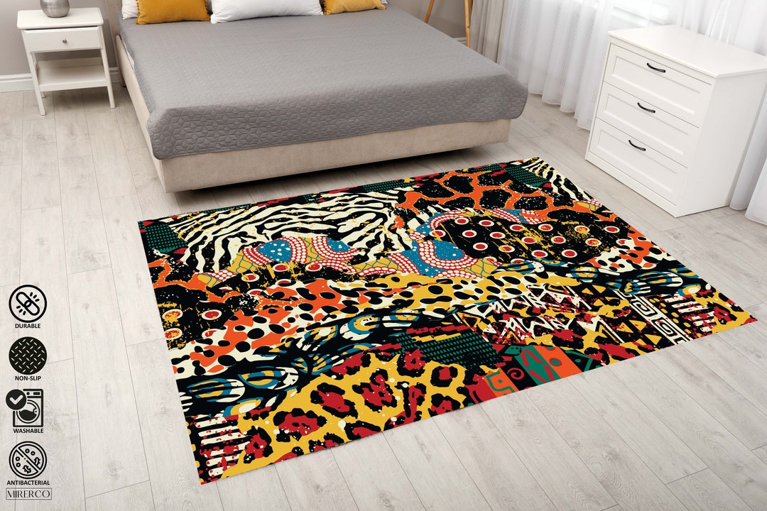 African Skins Rug, African Wild Animal Skins Design Area Rug, Abstract ...