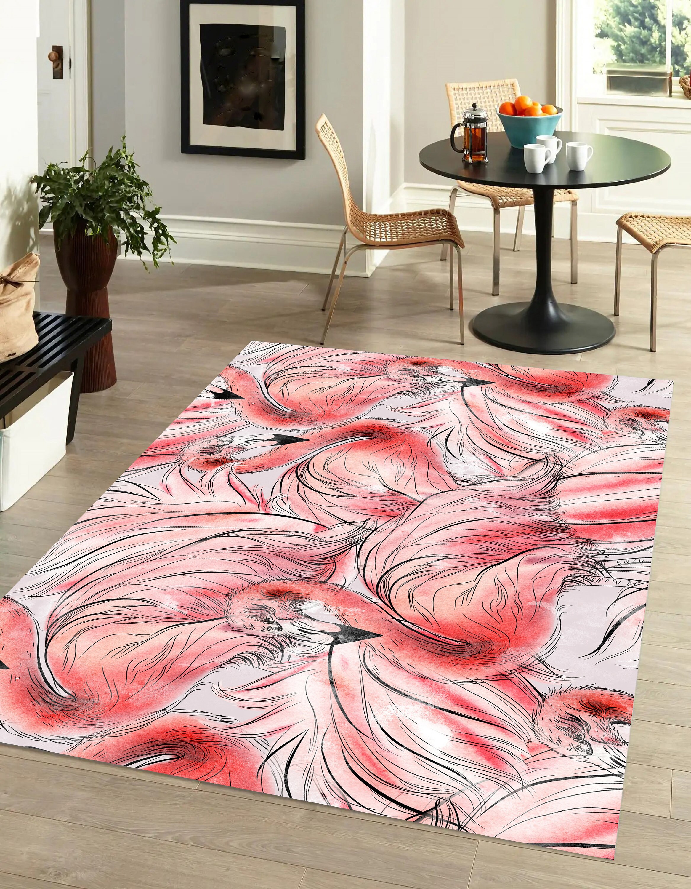Overlapping Flamingo Print Floor Mats Light Pink Rugs Blush - Etsy