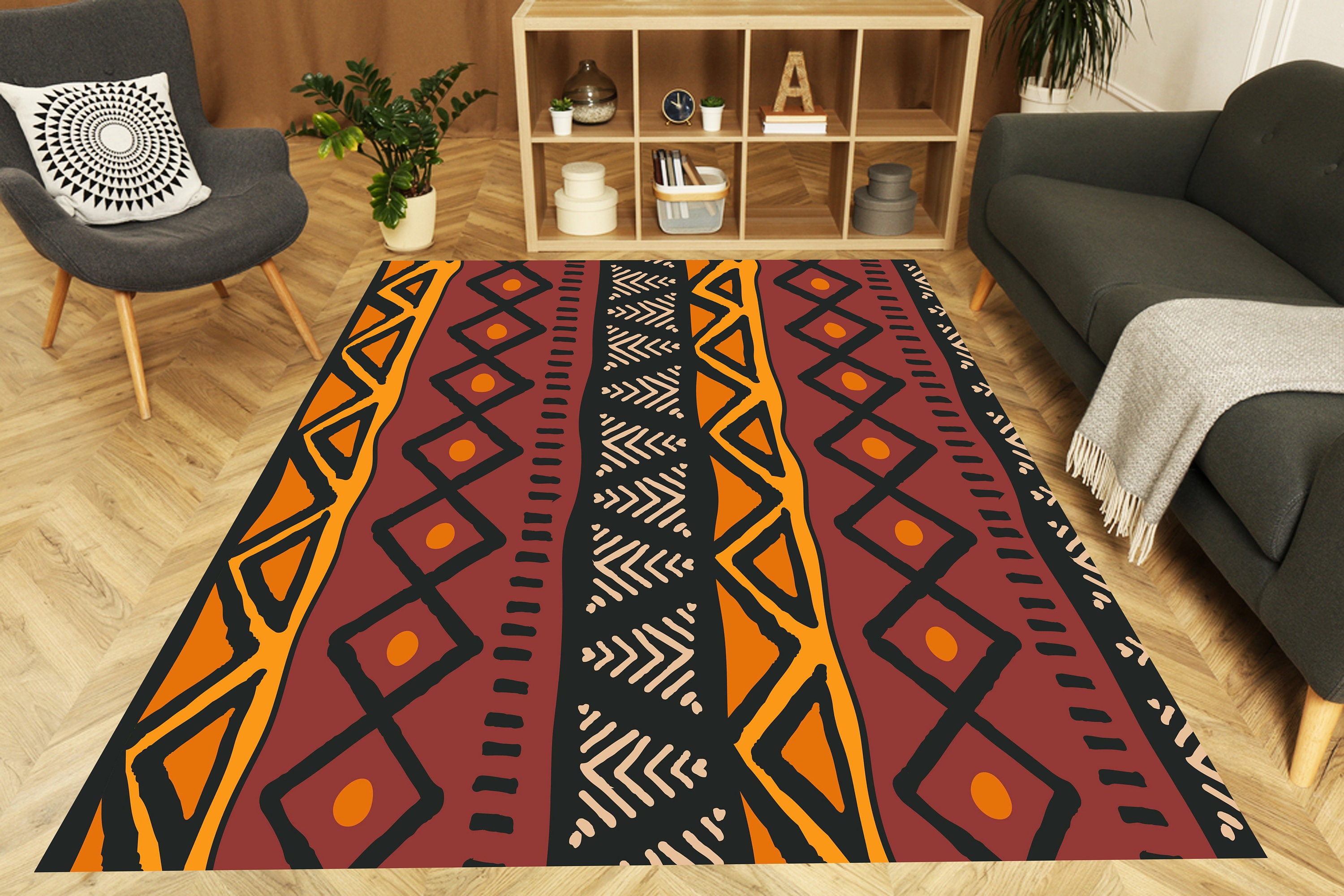 African Rugs, Ethnic Rug, Brown Area Rug, Carpet Tribal Area Rug ...