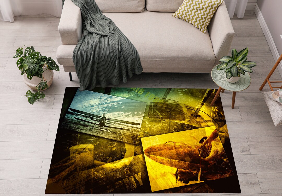 Vintage Airplane Rug, Photo Rug, Airplane Area Rug, Customized Area Rug ...