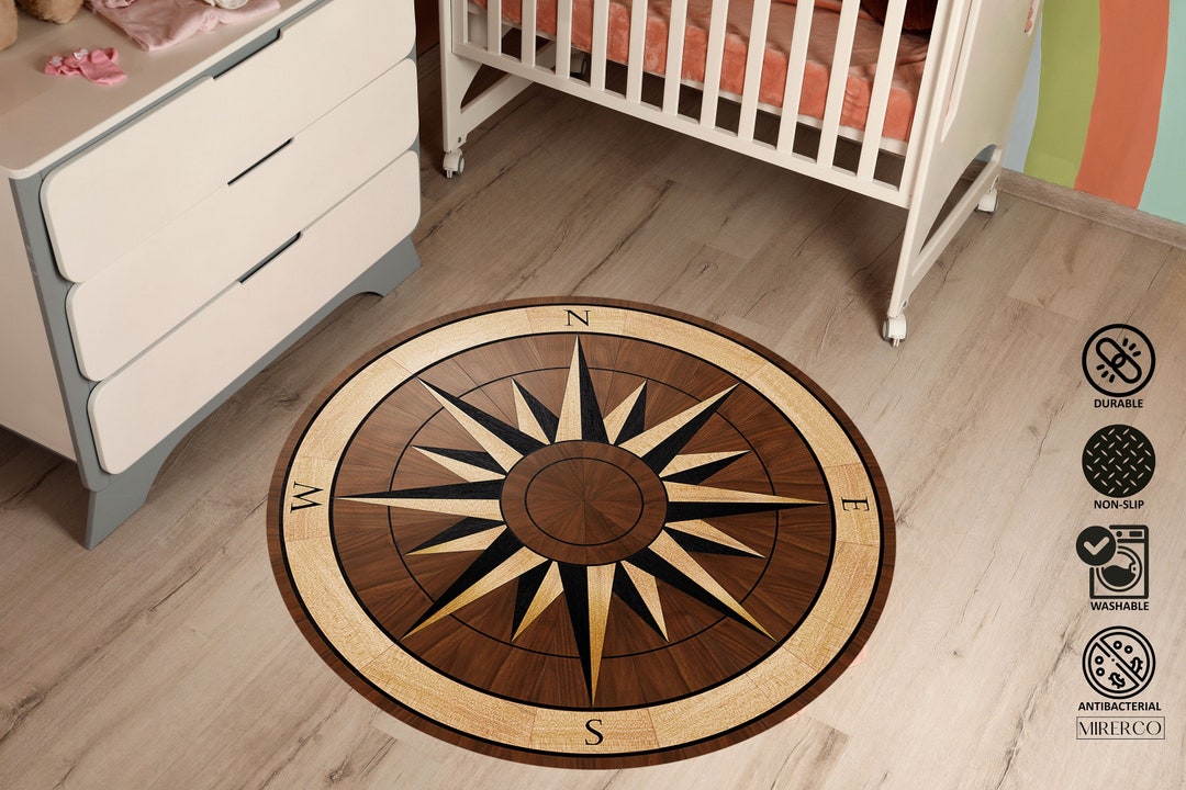 Compass Rug, 3D Carpet, Round Compass Medallion Carpet, Real Looking ...