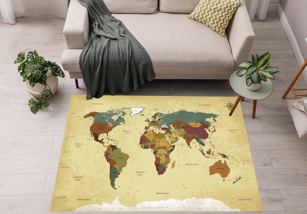 Floor Non Slip Rug, 3D World Carpet, 3D World Map Rug, Bath Floor ...