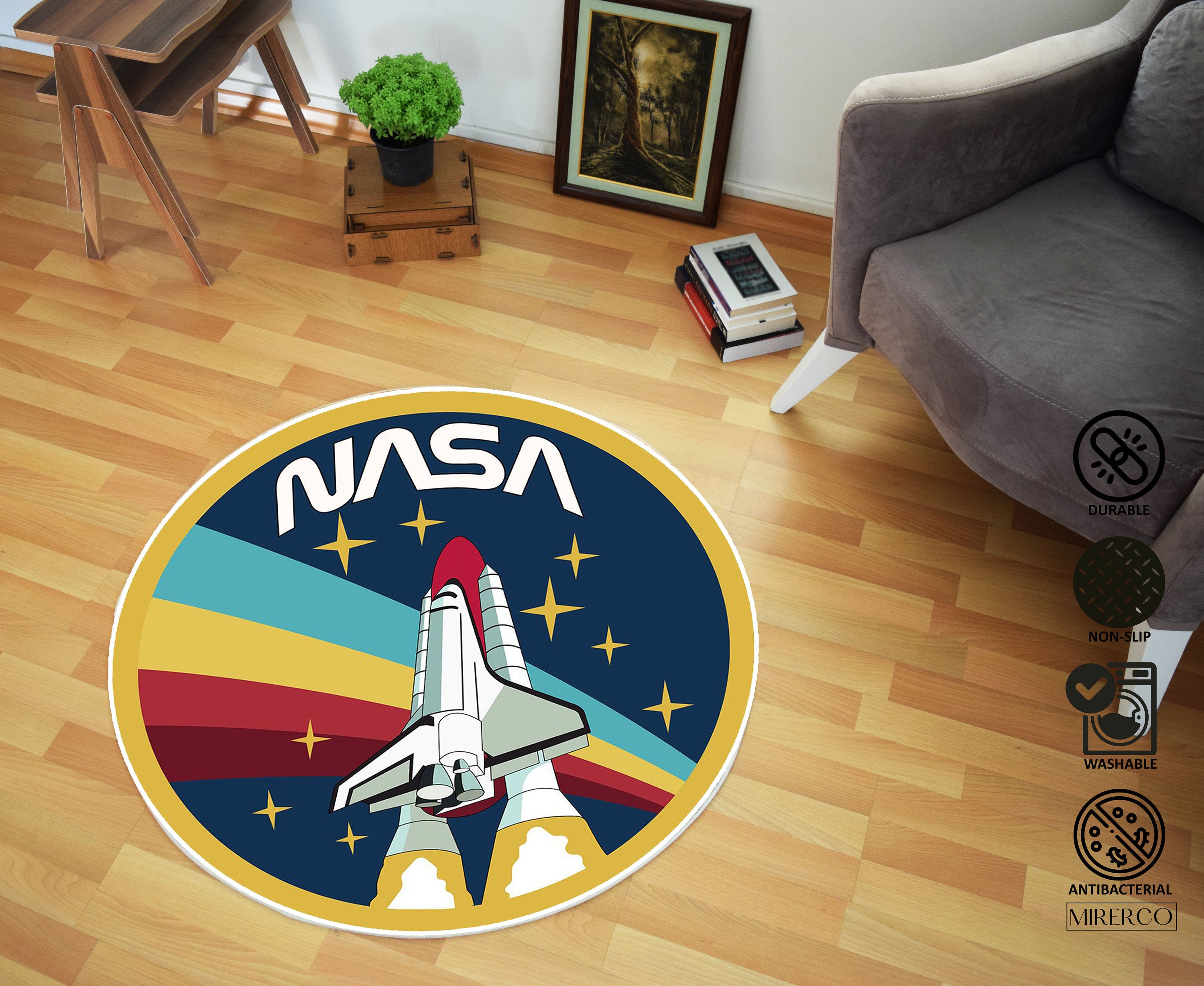 Nasa Carpet Nasa Rocket Rug Kids Room Rug Round Space Theme - Etsy