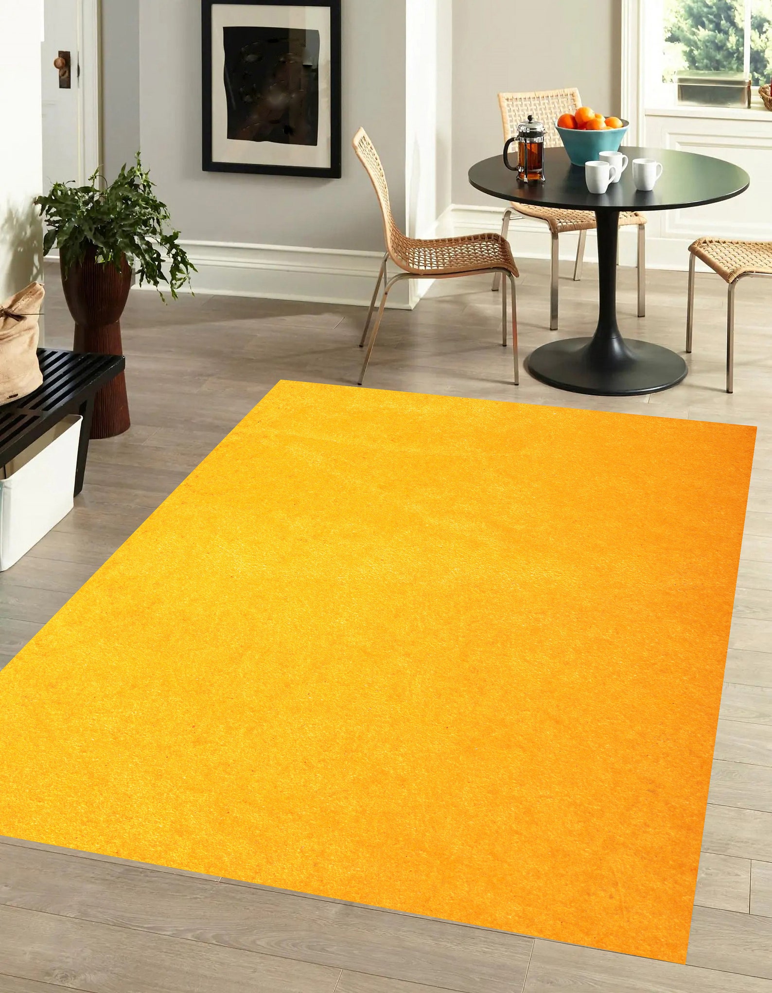 Canary Yellow Rug, Grunge Yellow Rug, Mustard Area Rugs, Solid Color ...