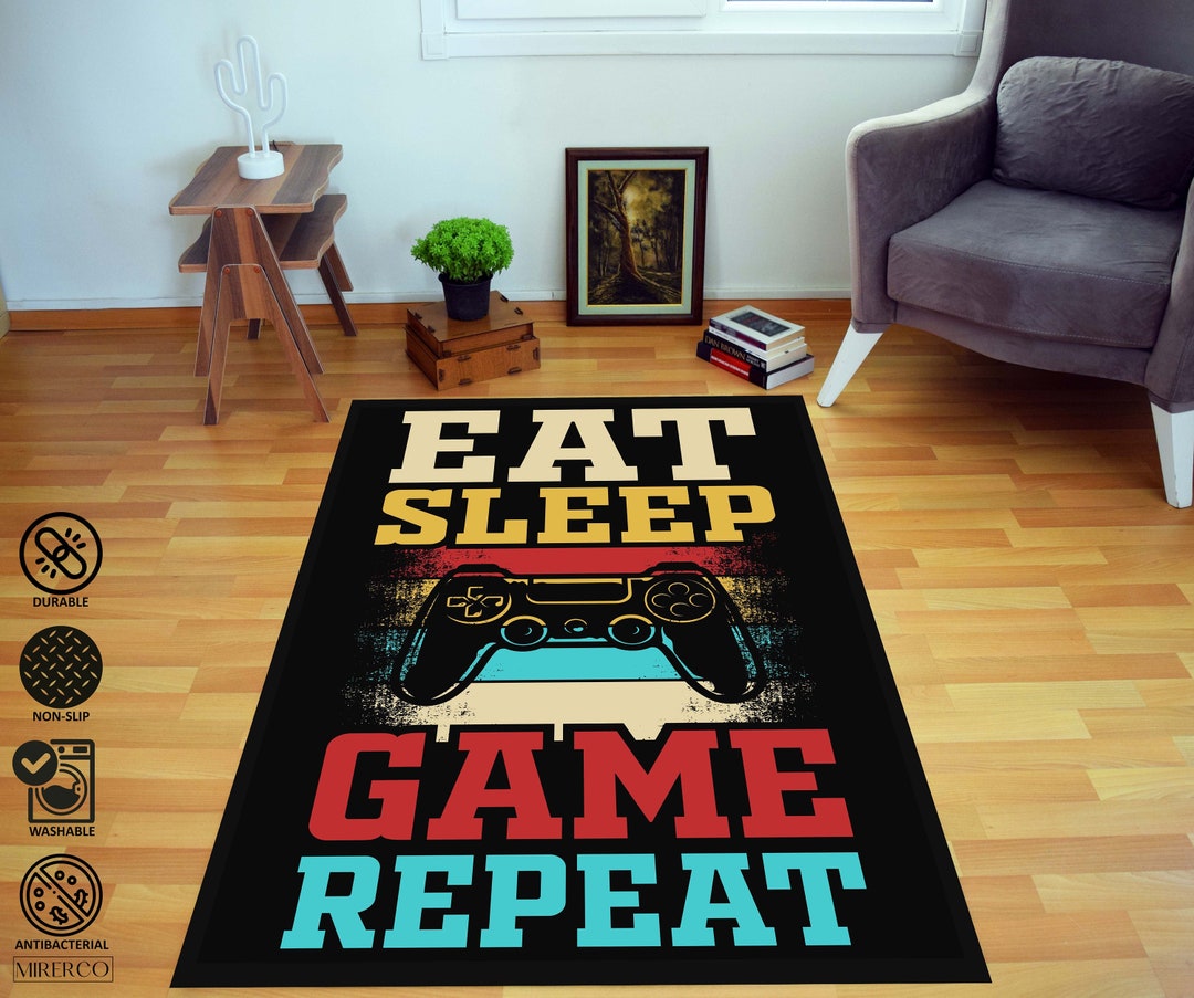 Game Player Rug, Gamer Rug, Eat Sleep Game Repeat Rug, Gamer Gifts Area ...