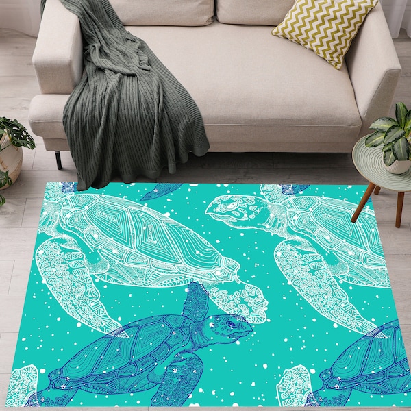 Sea Turtle Area Rug - Etsy