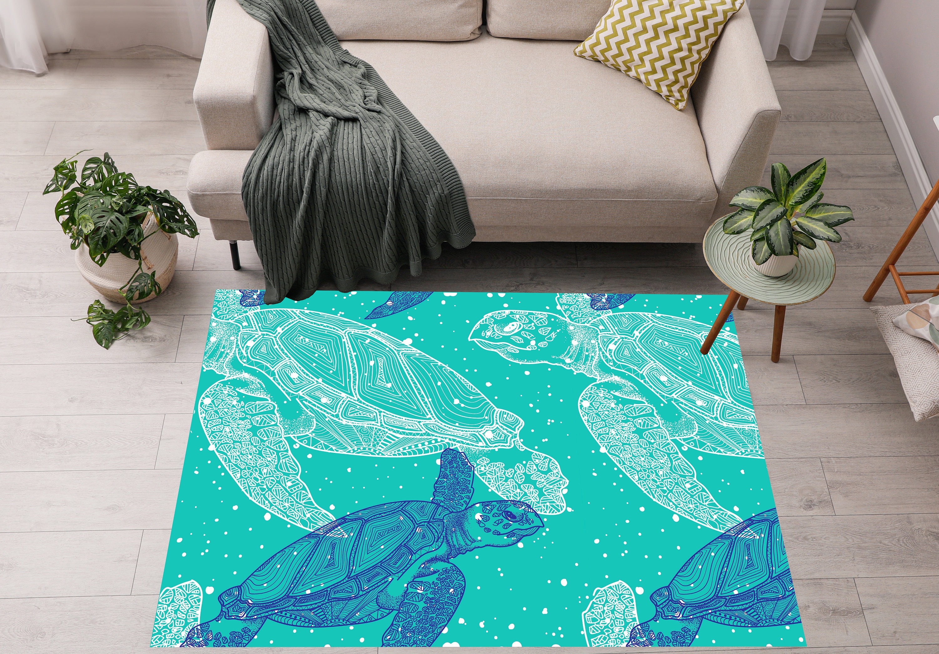 Turtle Rugs Abstract Sea Turtle Rug Aqua Area Rugs Turtles - Etsy