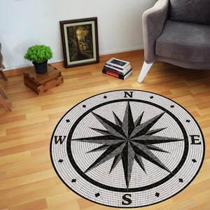 3D Compass Rug, Compass Rose Rug, Compass Medallion Decor, Home Decor ...