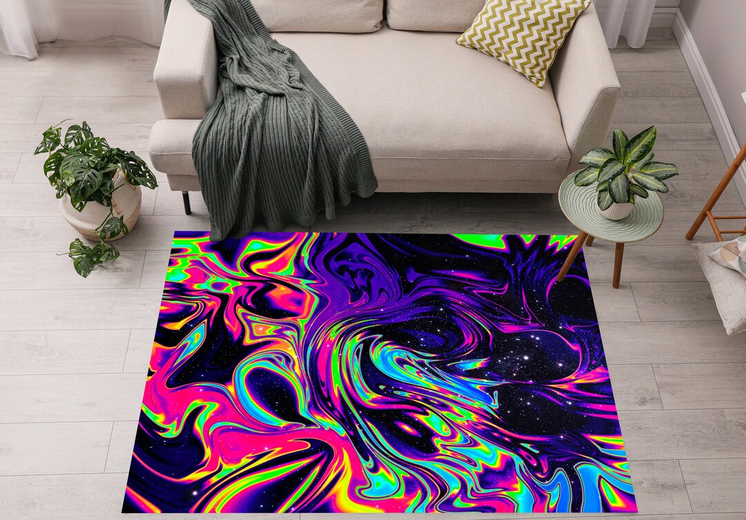 Colorful Area Rugs, Iridescent Rainbow Art Rug, Swirl Rugs, Trippy ...