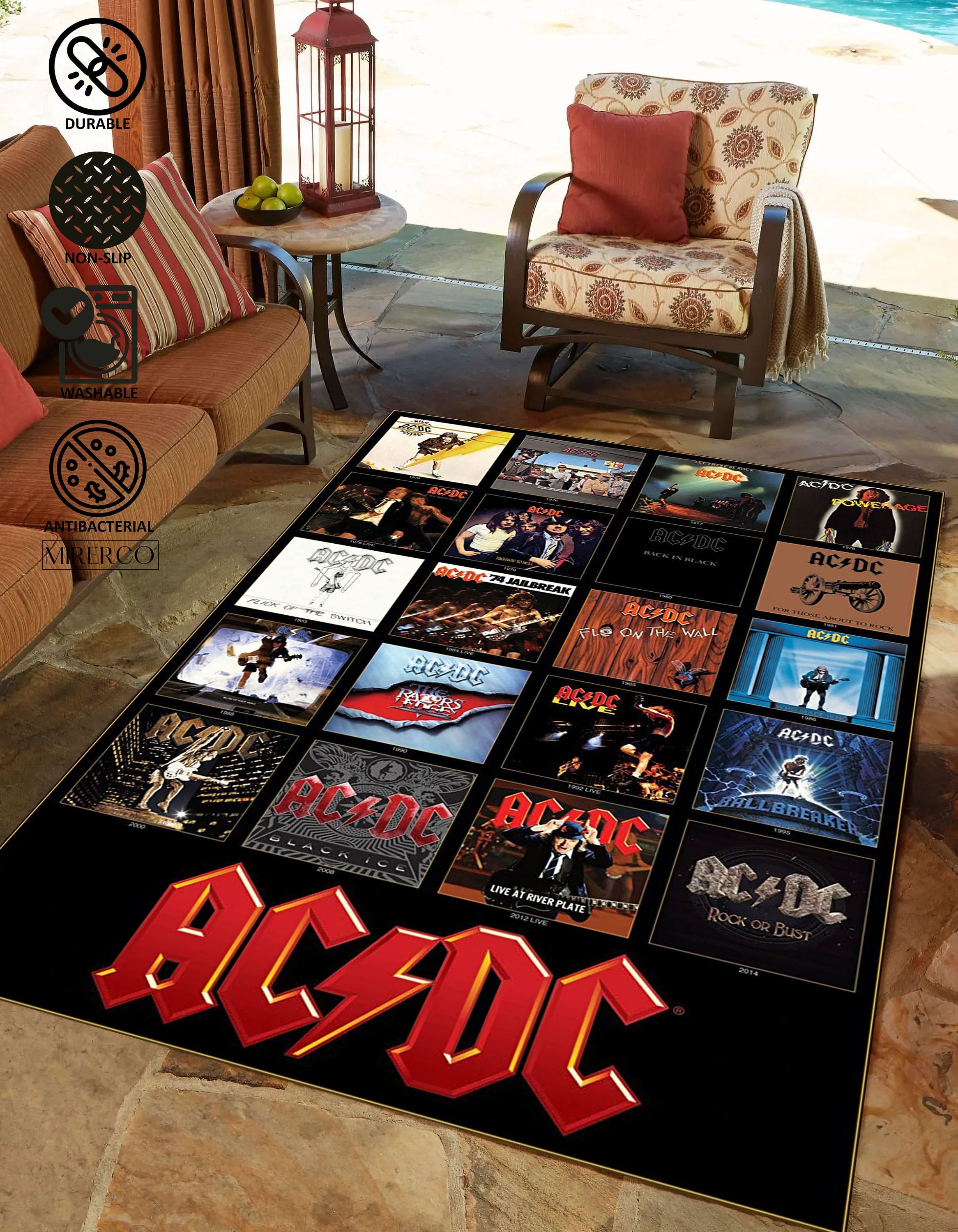 AC DC Rug, Album Cover Inspired Music Room Rug, Ac Dc Fan Rug, Rock and ...