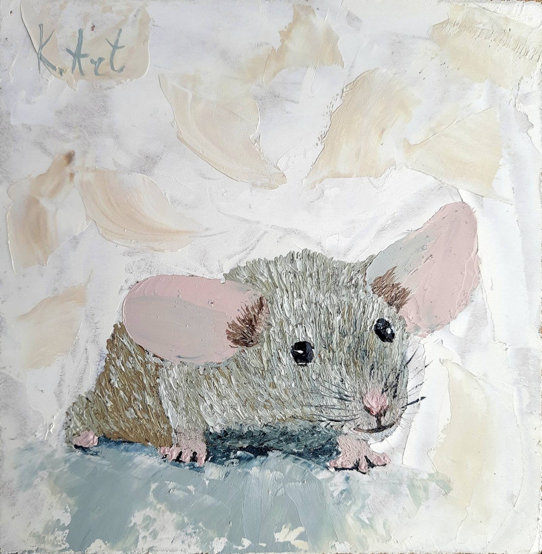Cute Mouse Original Oil Painting by Ukrainian Artist Anzhela Kolodina ...