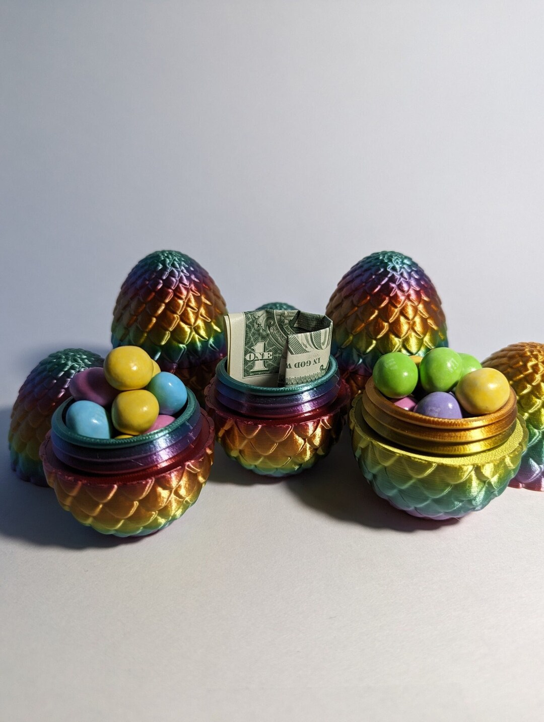 5 Pack Dragon Egg Easter Eggs - 3D Printed With Rainbow Filament - Eggs ...