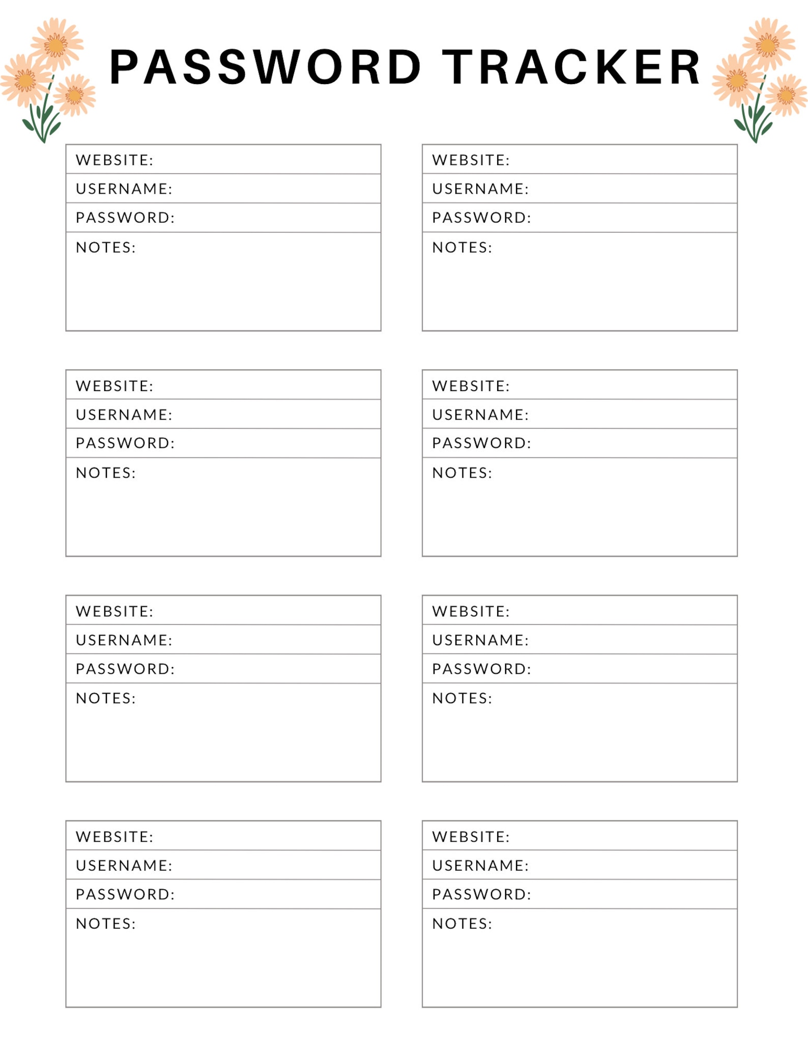 Password Tracker Digital Download - Etsy