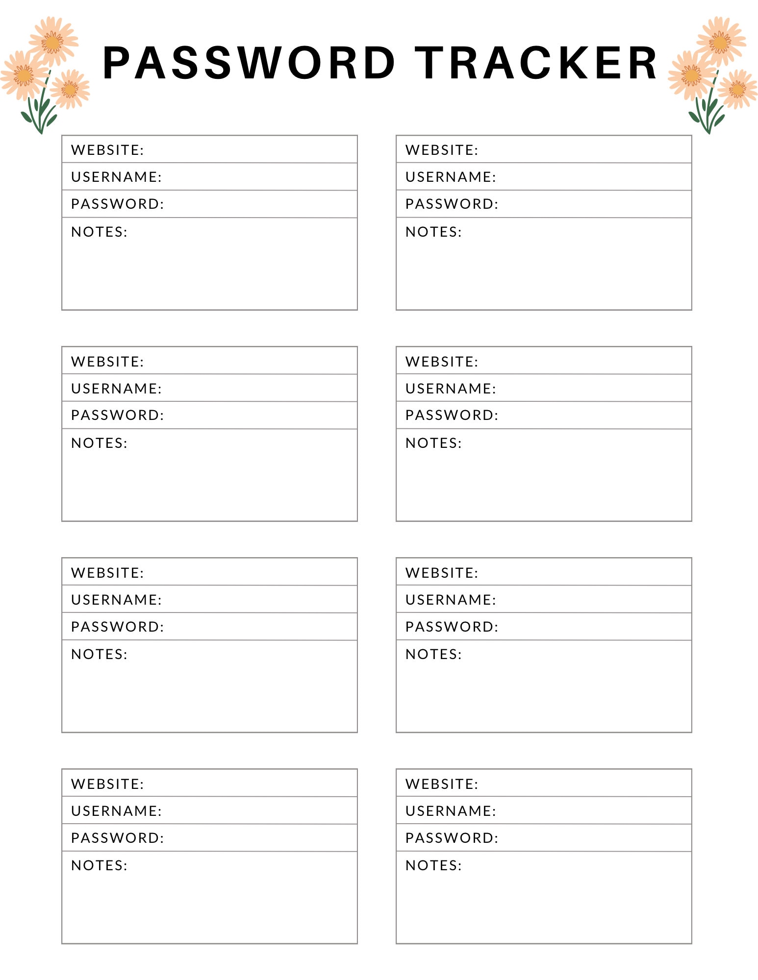 Password Tracker Digital Download - Etsy