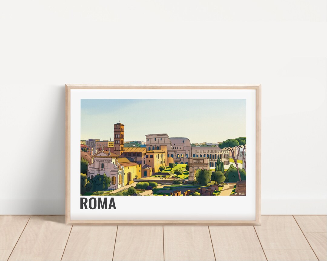POSTER Rome, Decorative Poster of the City of Rome, Clear Line Style ...