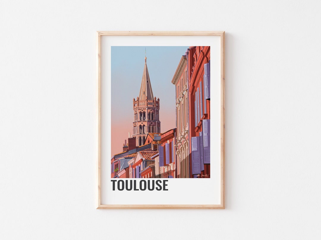 TOULOUSE POSTER - Poster of Rue De Taur and the Saint-sernin Basilica ...