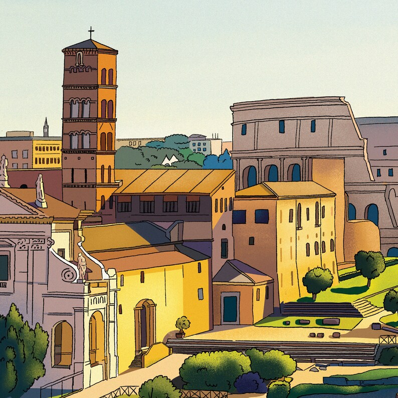 POSTER Rome, Decorative Poster of the City of Rome, Clear Line Style ...