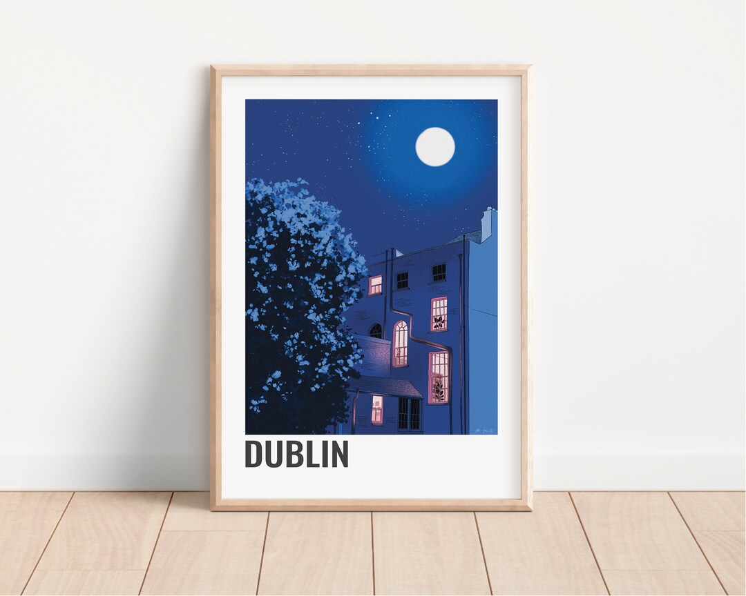 DUBLIN POSTER Dublin City Poster by Night Irish Poster Irish Souvenir ...