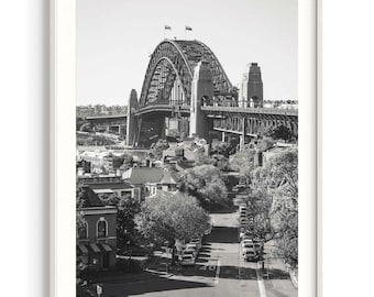Sydney Harbour Bridge Printable Art Print, Minimal Print, Black and ...