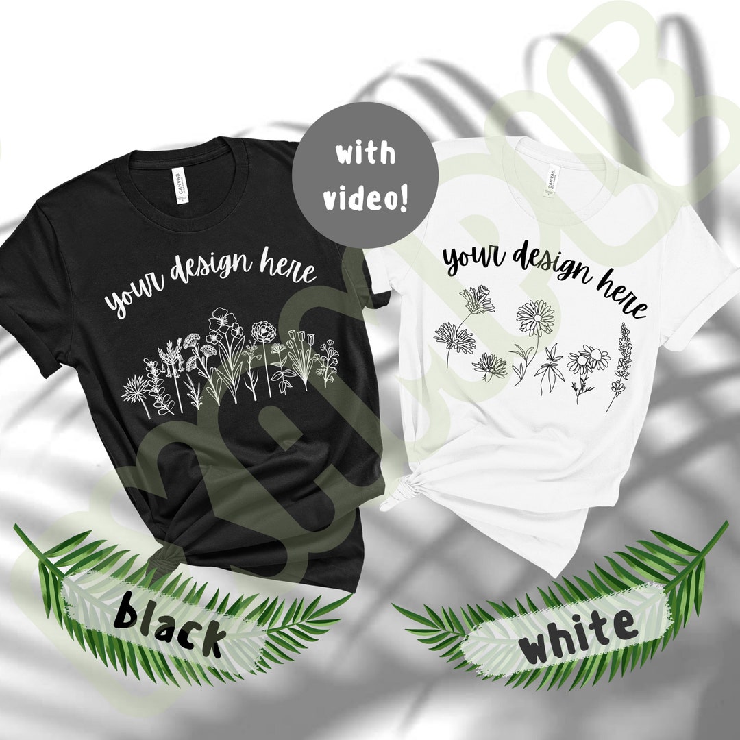 Black and White Tshirt Mockup Bundle Flat Lay With Free Size Guide ...