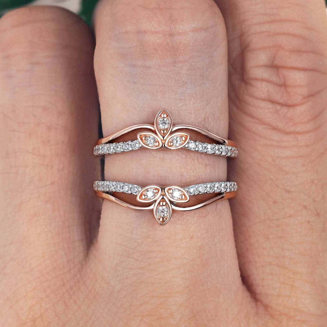 Ring Enhancer for Engagement Ring Leaf Design Wedding Ring Sterling ...