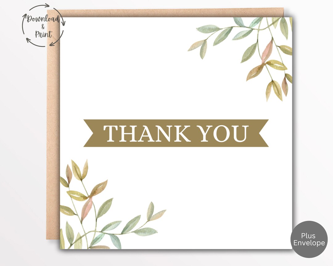 Floral Thank You Card Printable, Gift Thank You Card, Note Thank You ...
