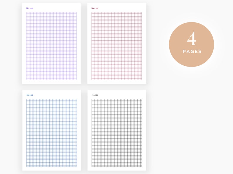 Colored Graph Paper, Digital PDF File, US Letter A4 A5 - Etsy