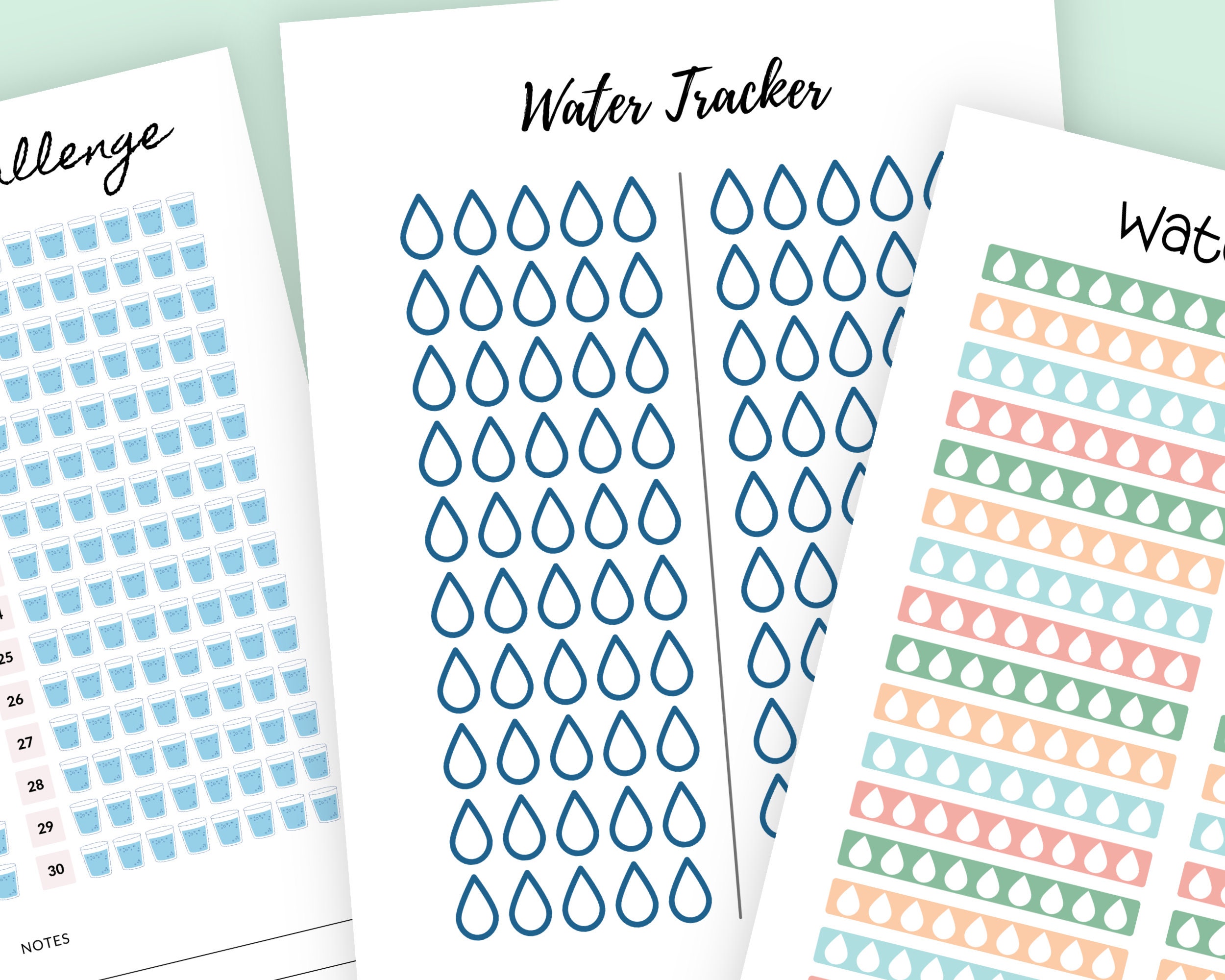 Water Tracker Digital, Water Tracker Template, Water Tracker Printable ...