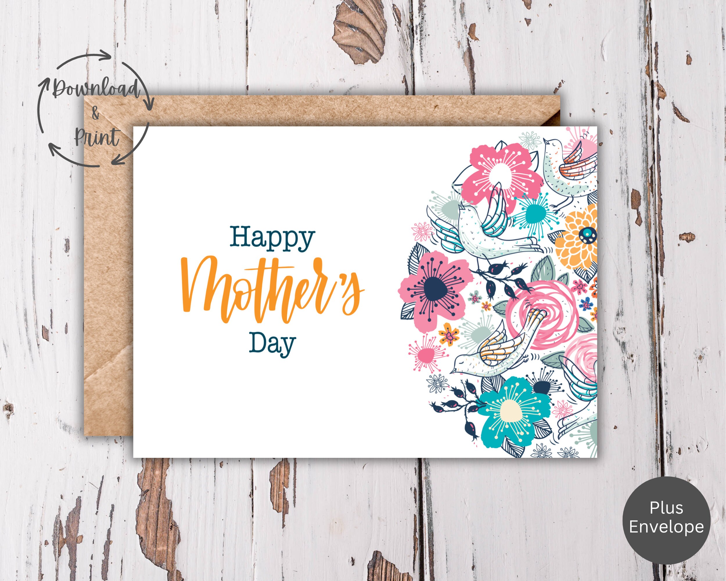 Floral Mother's Day Card: Printable Greeting Set (PDF Files) - Etsy