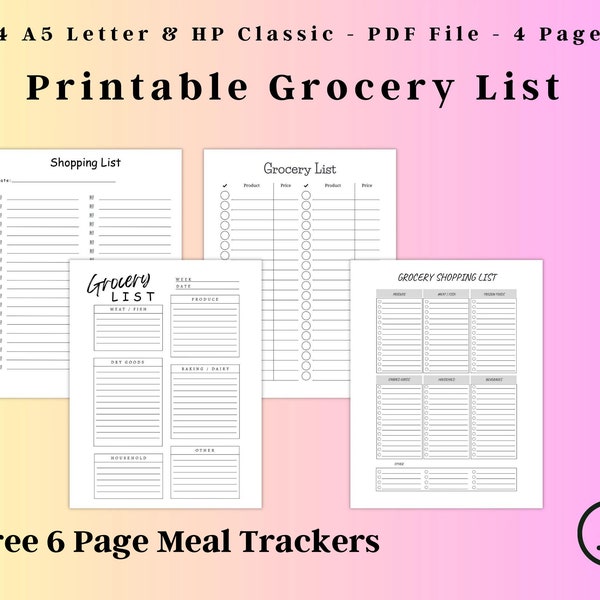 Printable Grocery List - Etsy