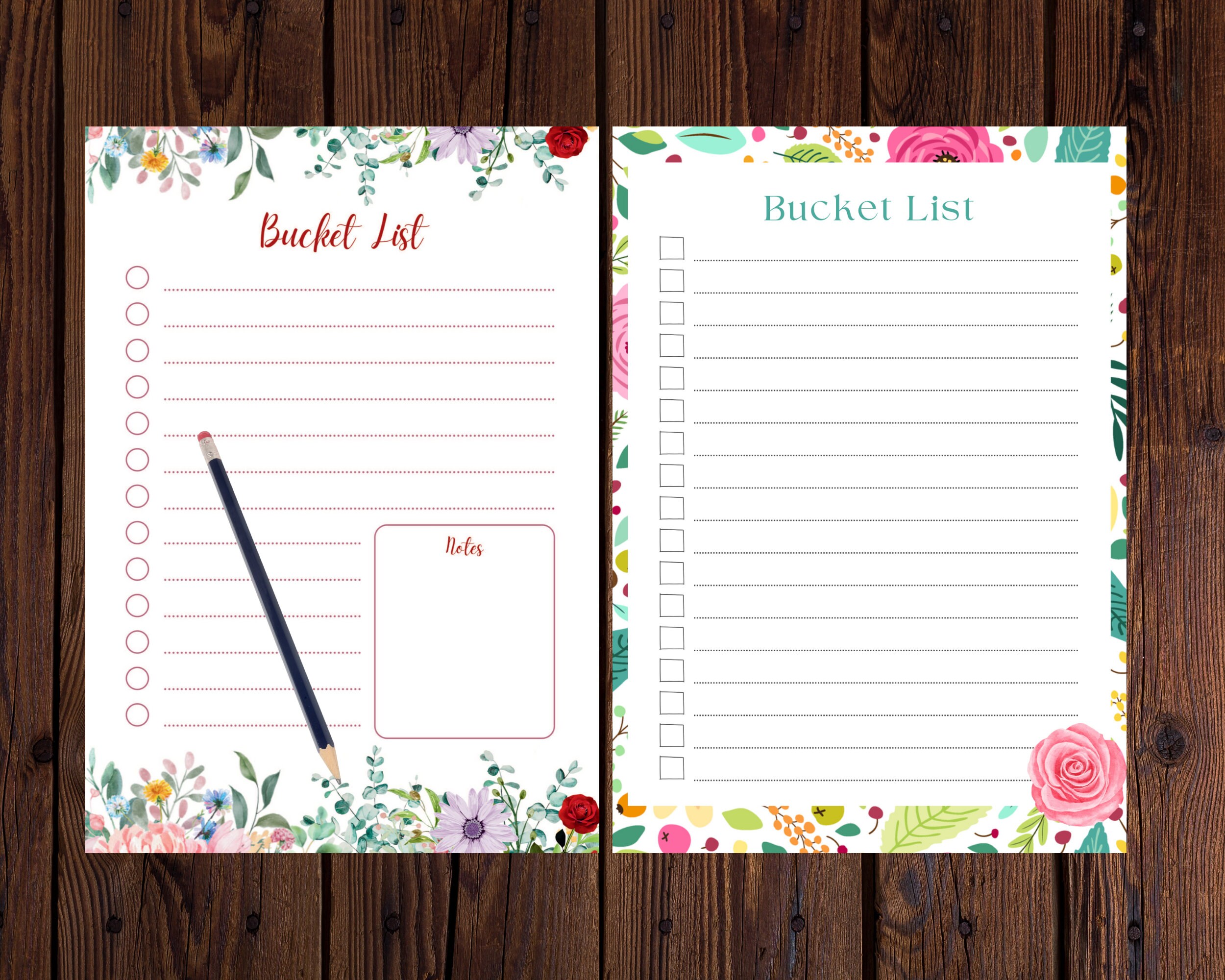 Bucket List Template, Bucket List Printable, Digital Bucket List ...