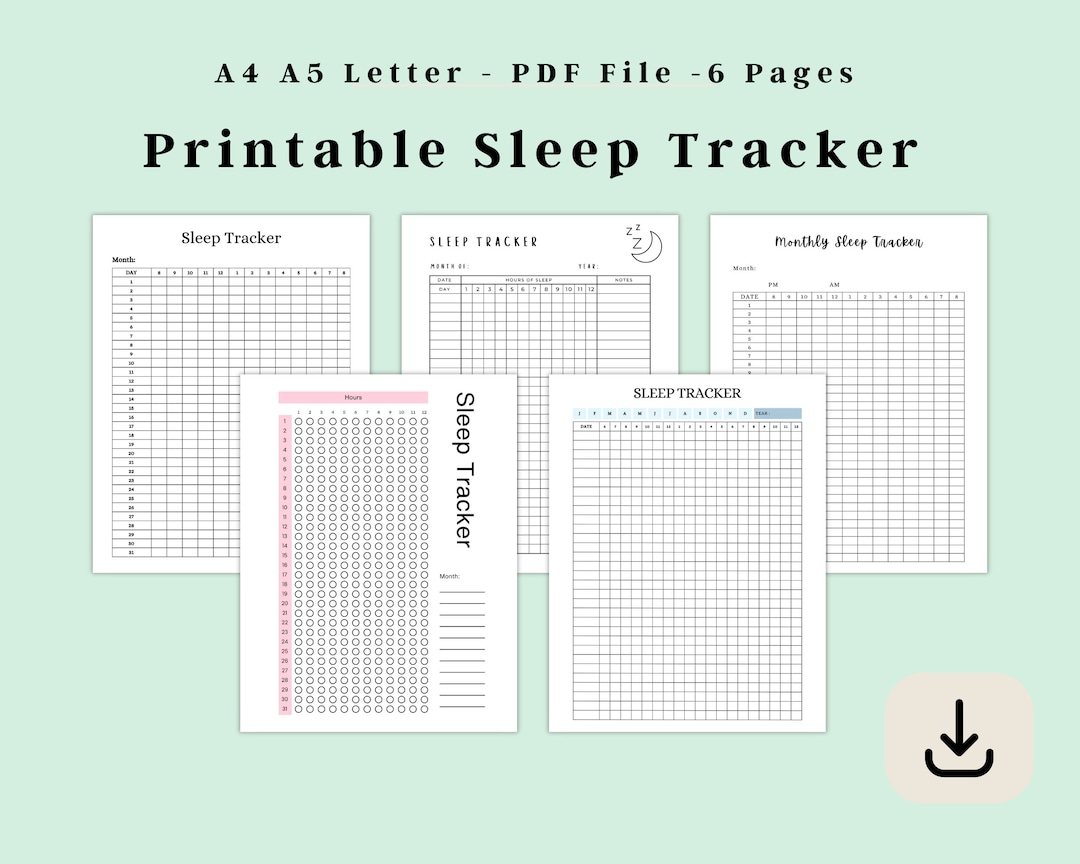 Printable Sleep Tracker, Monthly Journal Printable PDF, Us Letter A4 A5 ...