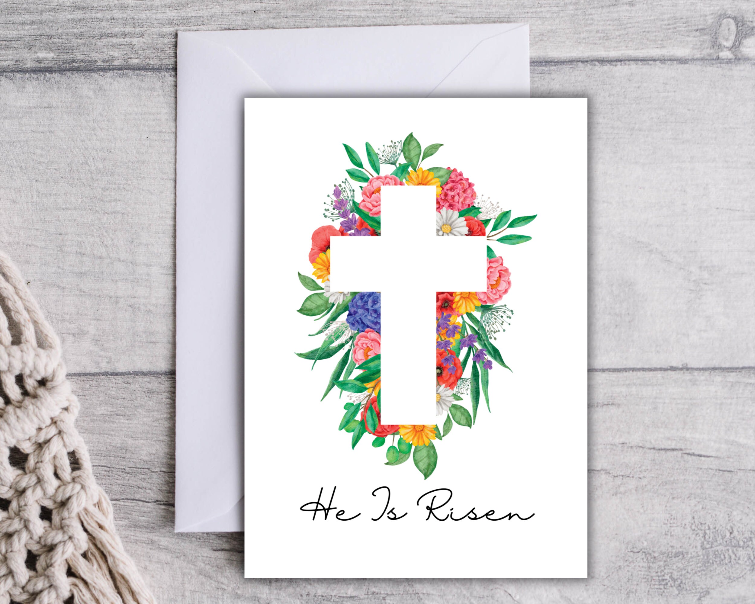 Printable Easter Card, He is Risen Religious Easter Greeting Card, A7 ...